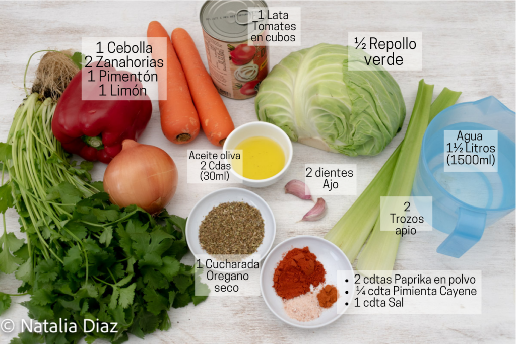 Sopa de repollo saludable sin grasa - Natta home taste